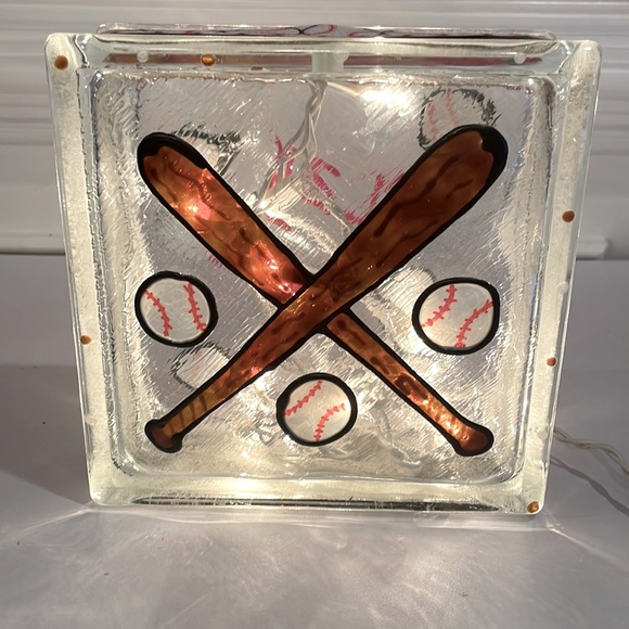 Hand Crafted | Accents | Baseball Glass Block Lighted Decor | Poshmark